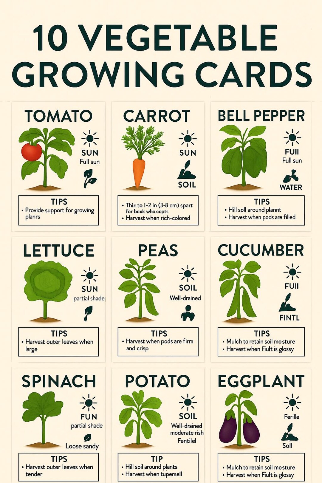 10 Essential Vegetable Growing Cards – Printable Gardening Guide ...