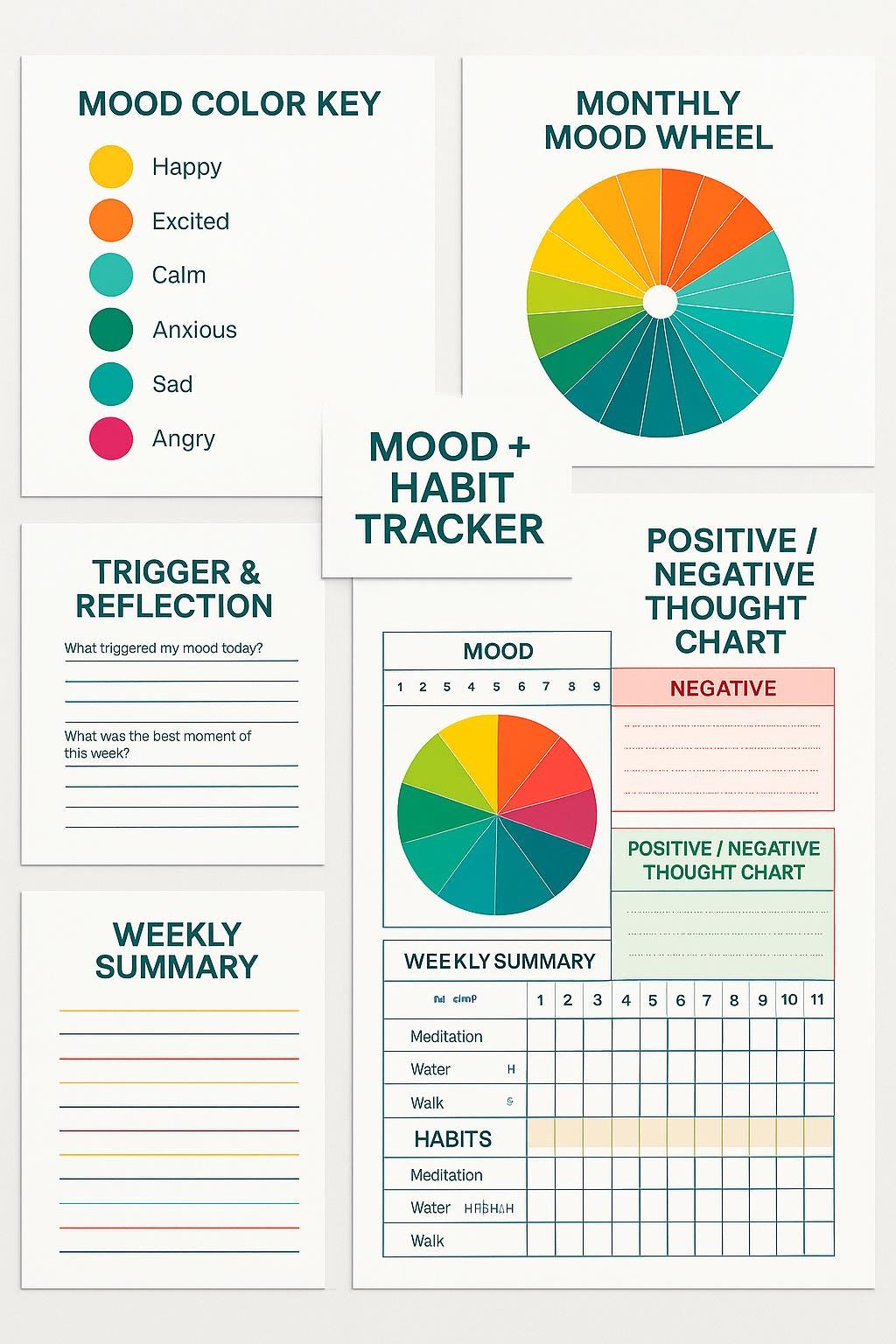 Mood Tracker PRO – Printable Emotional Wellness Planner | Monthly Mood ...