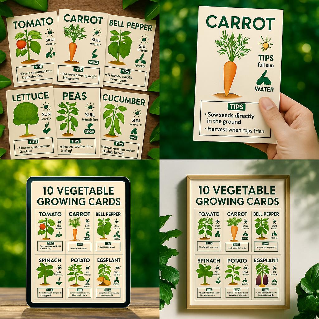10 Essential Vegetable Growing Cards – Printable Gardening Guide ...