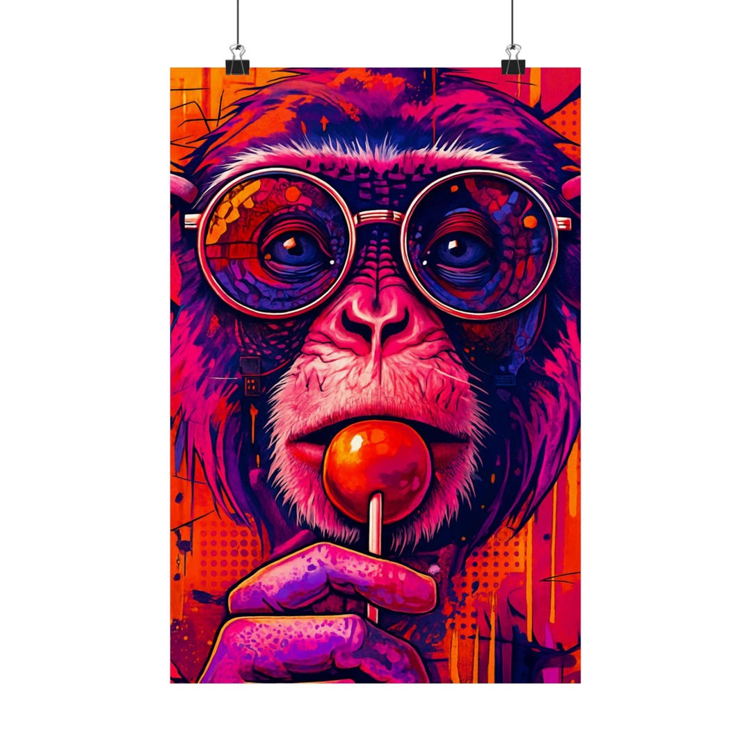 Trippy Monkey Matte Vertical Poster - Etsy