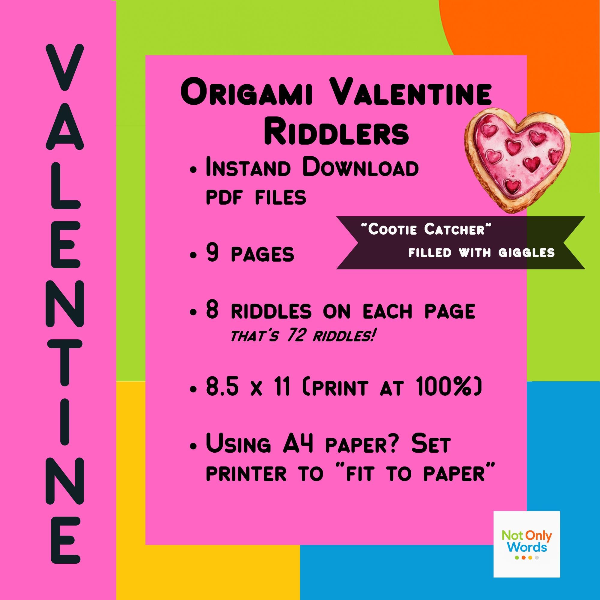 Valentine Origami Riddler Party Game Bundle; Digital Download Valentine ...