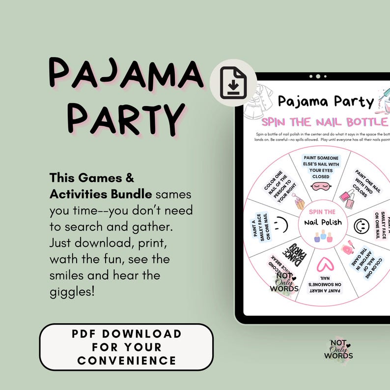 Pajama Party Games & Activities Bundle: Printable Sleepover Fun (PDF ...