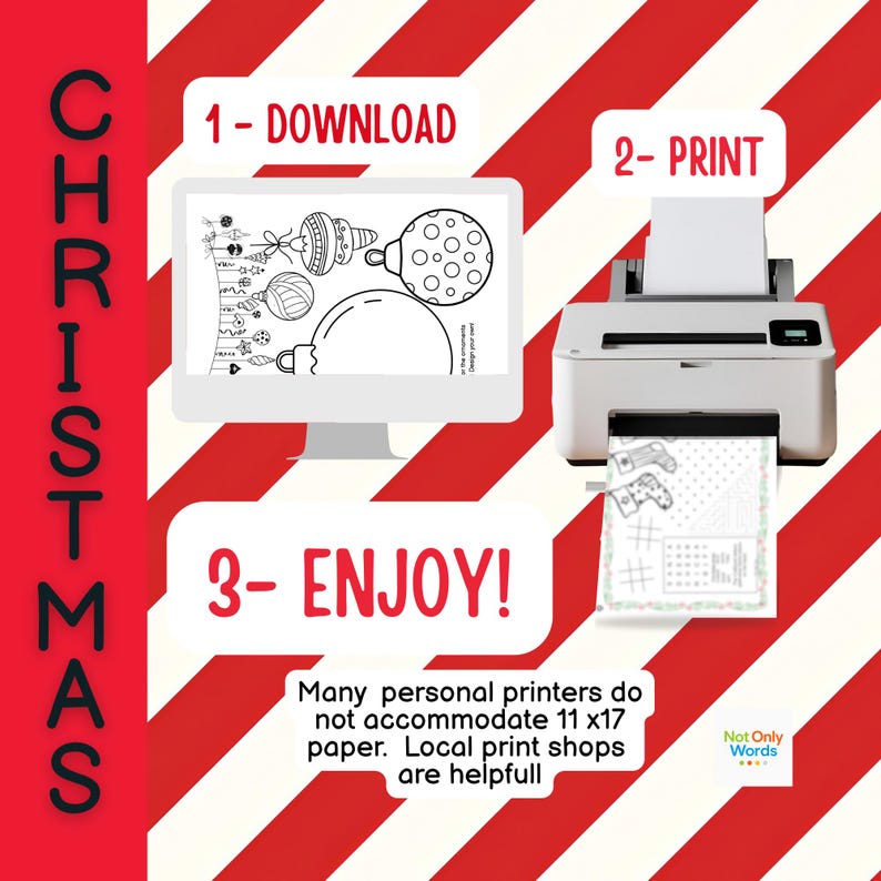 Christmas Activity Placemat Bundle | Digital Download for 11 " X 17 ...