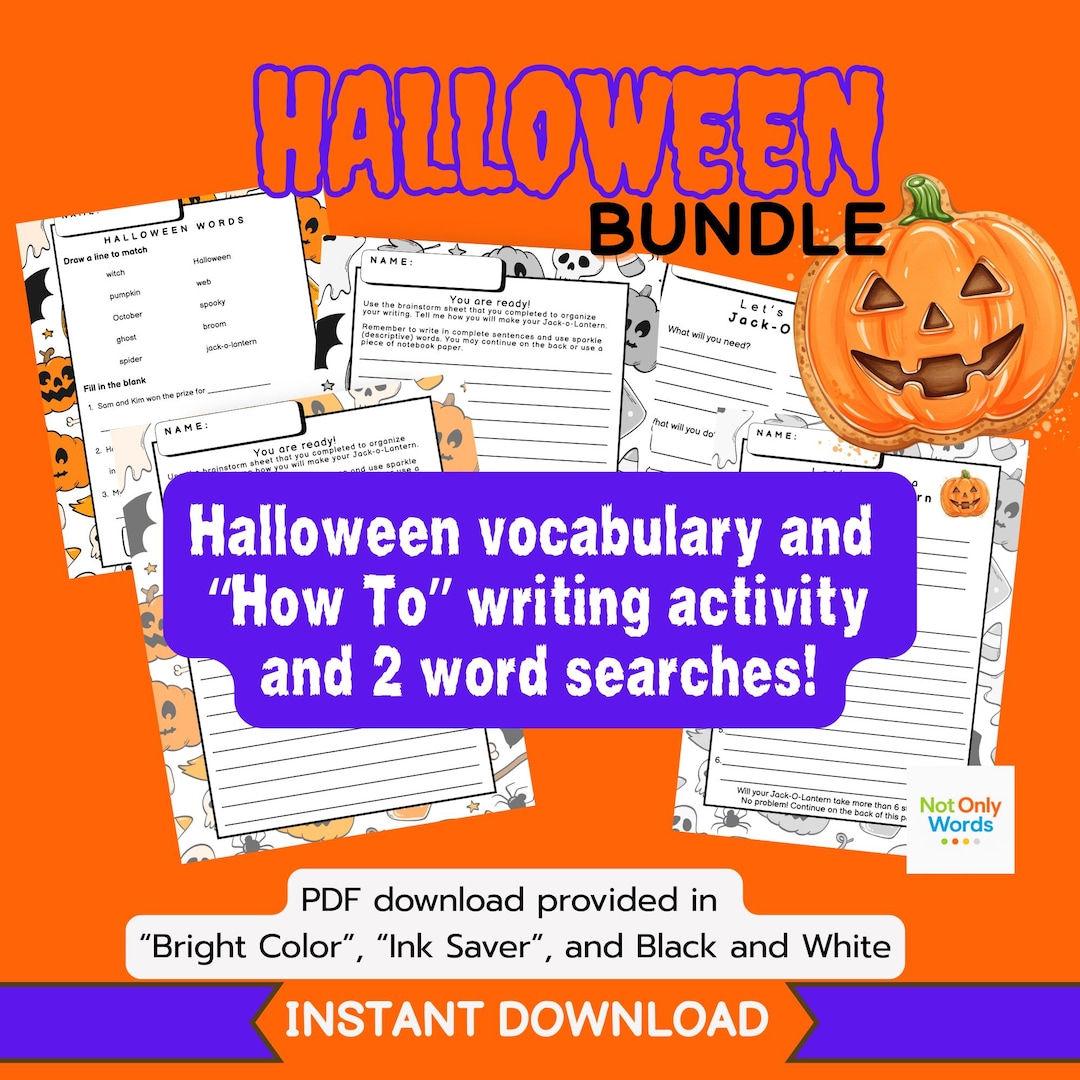 Halloween Printable Bundle | Word Search | Writing Activity - Etsy
