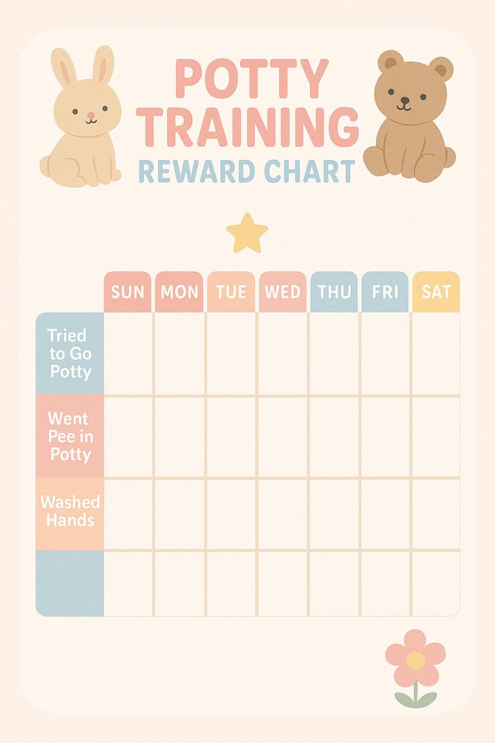 Potty Training Reward Chart | Printable Toddler Potty Chart | Pastel ...