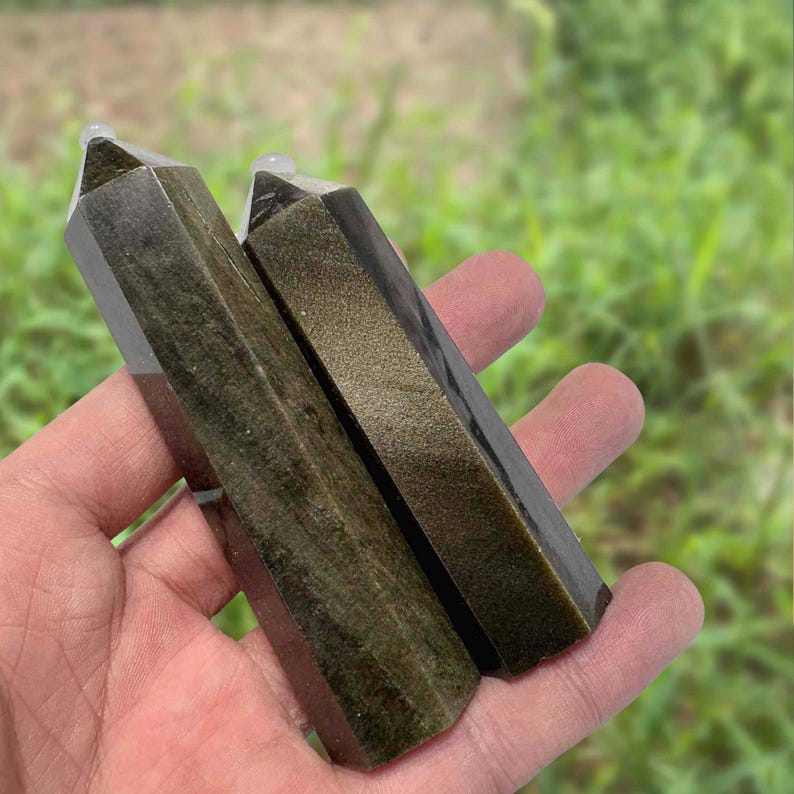 Natural Gold Sheen Obsidian Tower Polished Crystal Point | Protection ...
