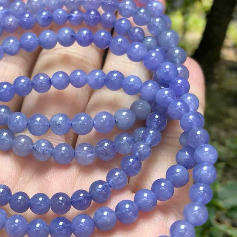 Natural Tanzanite Beaded Bracelet | Minimal Crystal Bracelet | Healing ...