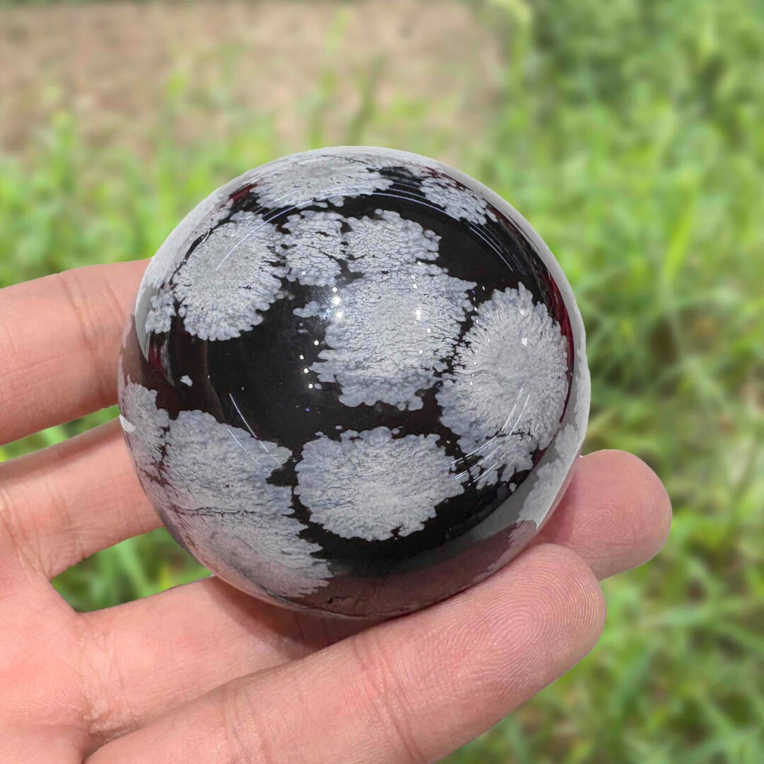Natural Snowflake Obsidian Sphere | Healing Crystal Ball | Grounding ...