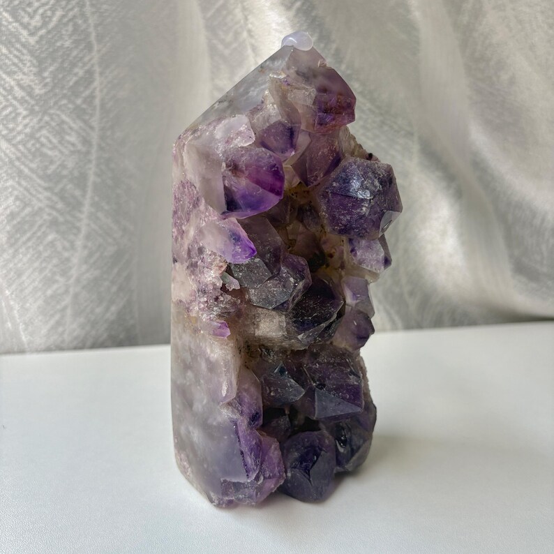 Natural Amethyst Cluster Tower 987g, Large Amethyst Geode Point ...