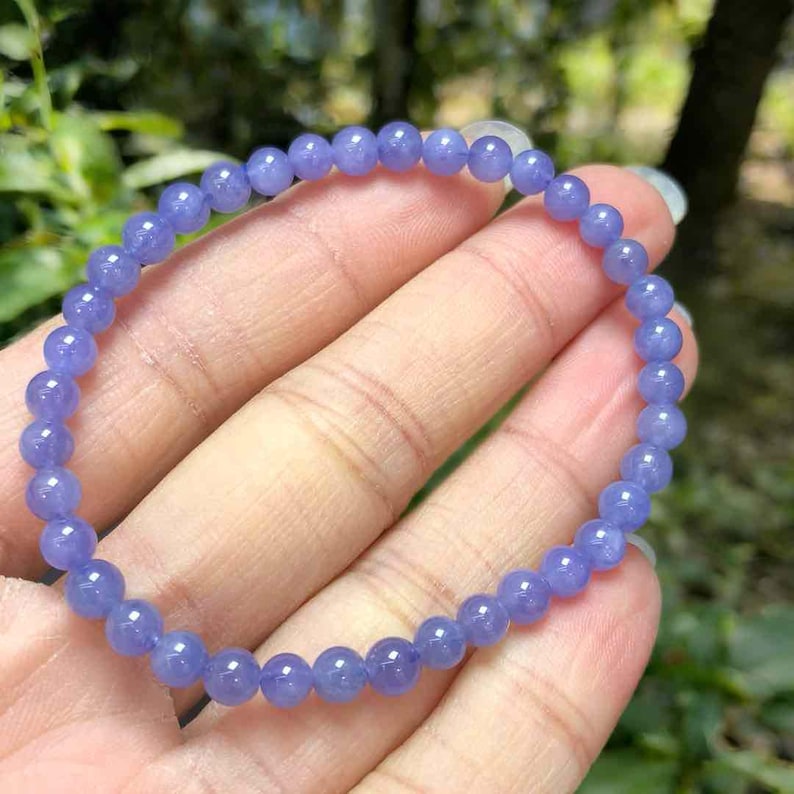 Natural Tanzanite Beaded Bracelet | Minimal Crystal Bracelet | Healing ...