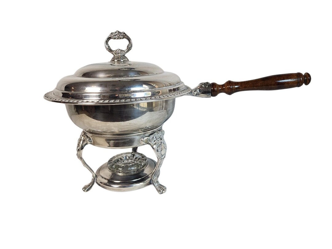 Antique Silver-plated Chafing Dish With Ornate Stand and Wood Handle - Etsy