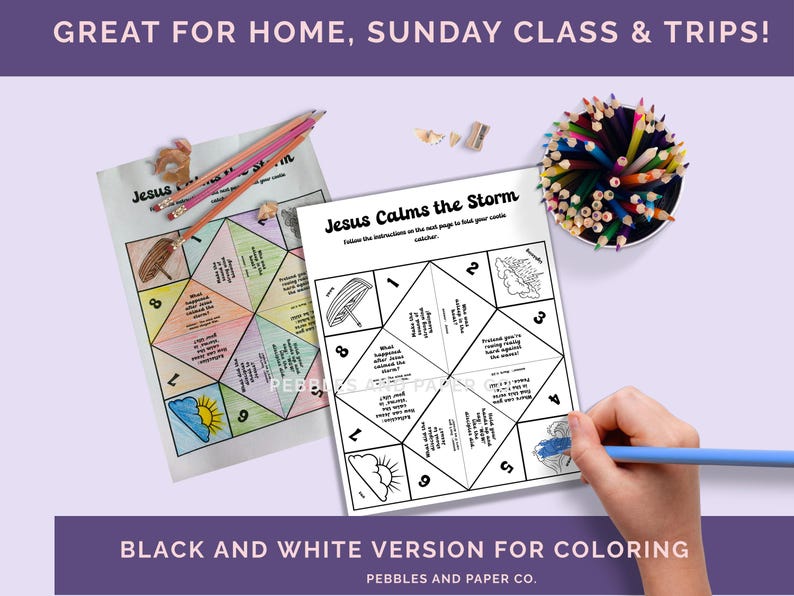 Jesus Calms the Storm Cootie Catcher, Sunday School Printable (digital ...