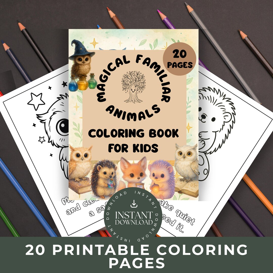 Magical Animals Coloring Book for Kids, Owl, Fox, Hedgehog Pages ...