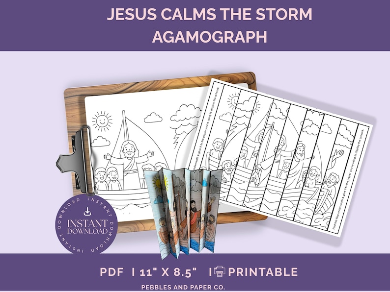 Jesus Calms the Storm Fan Fold Kids Craft, Bible Story Agamograph ...