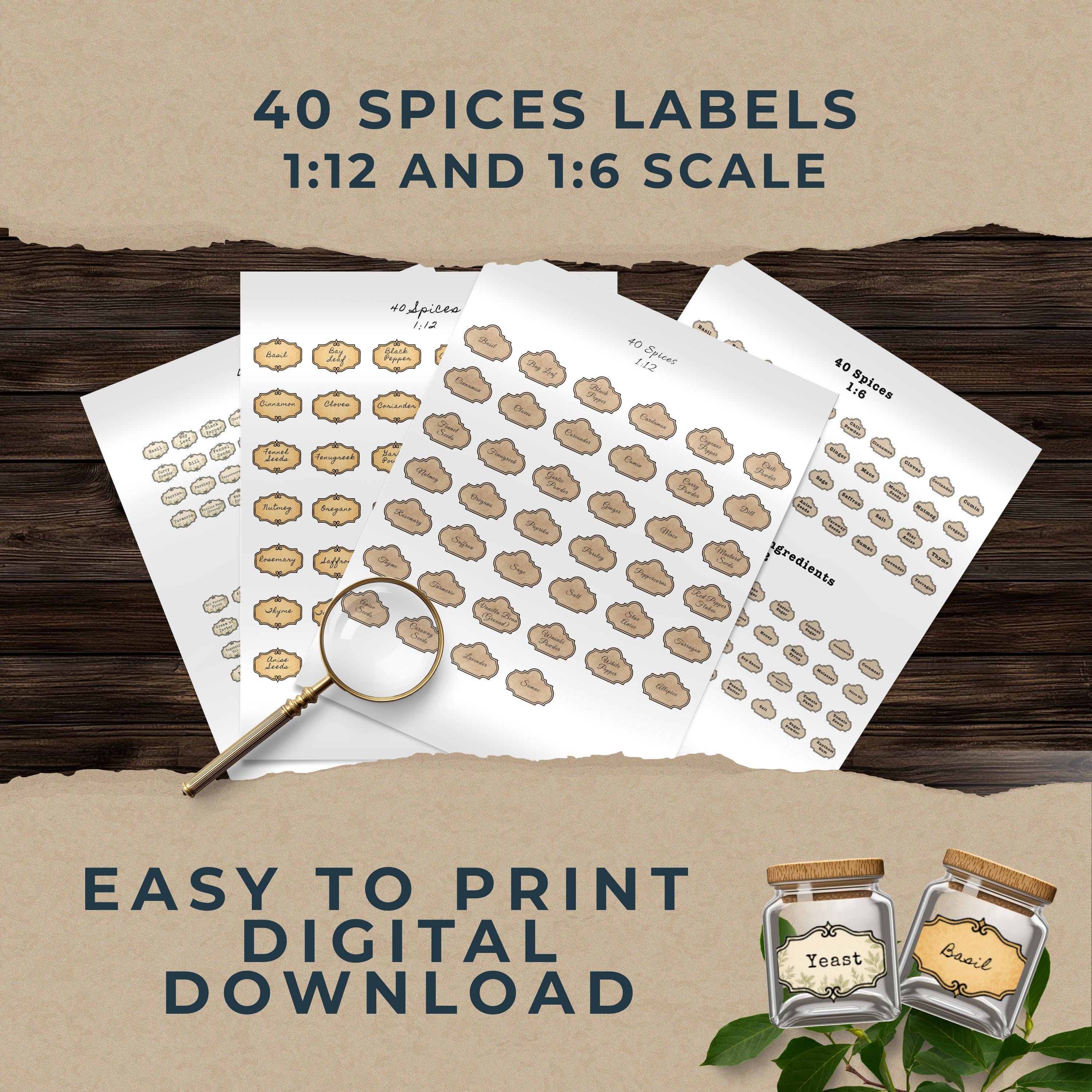 Printable Dollhouse Grocery Spice Labels, Miniature Food Tags, Digital ...