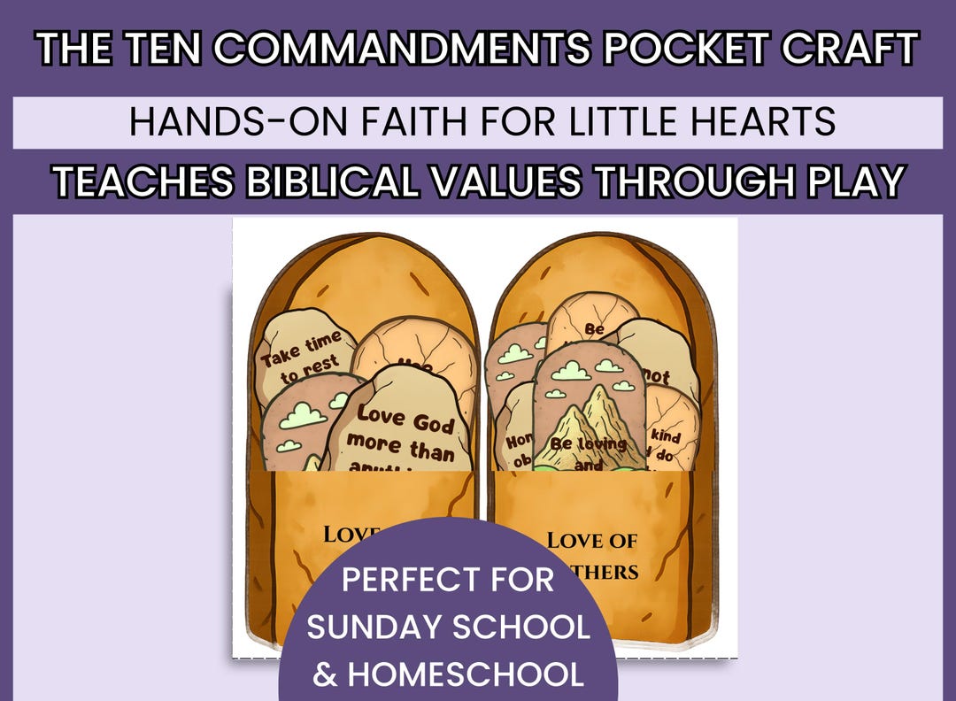 The Ten Commandments Pocket Craft, Christian Sunday School Activity ...