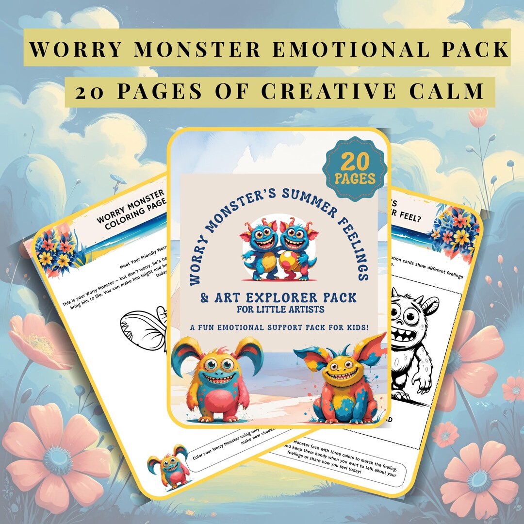 Worry Monster Summer Feelings Art Pack, Kids Emotional Support (digital ...