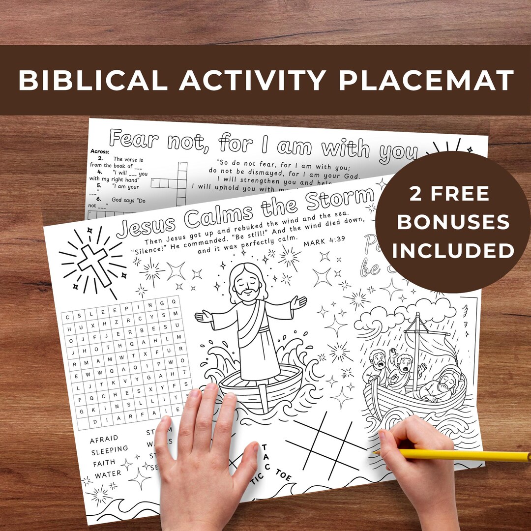 Jesus Calms the Storm Activity Pages, Christian Bible Verse Worksheets ...