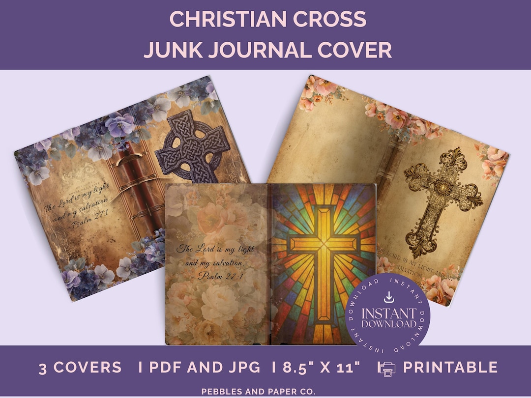 Floral Christian Junk Journal Cover, Bible Verse Ephemera (PDF & JPG ...