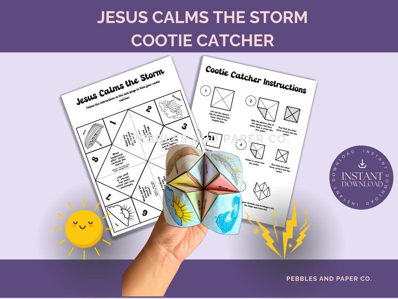 Jesus Calms the Storm Cootie Catcher, Sunday School Printable (digital ...