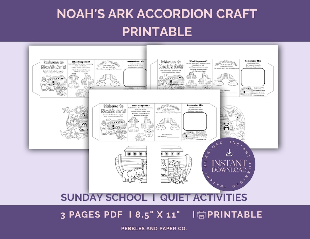 Noah’s Ark Accordion Craft Printable, Bible Story Activity for Kids ...