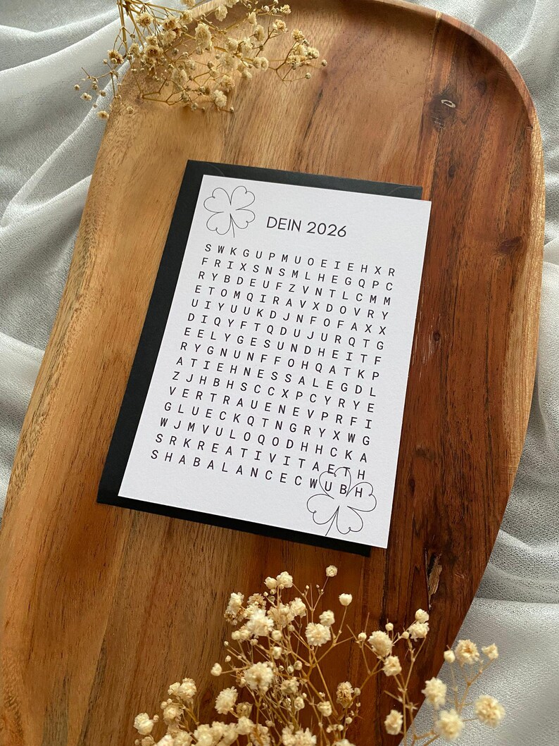 Lucky Words for 2026, Word Search for New Year's Eve, Good Luck Card ...