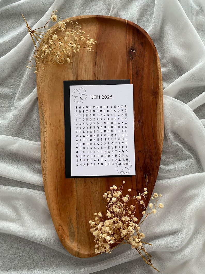 Lucky Words for 2026, Word Search for New Year's Eve, Good Luck Card ...