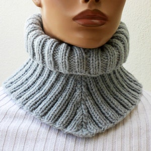 Turtleneck Dickey Gray Infinity Neck Warmer Alpaca Wool Scarf for Men ...