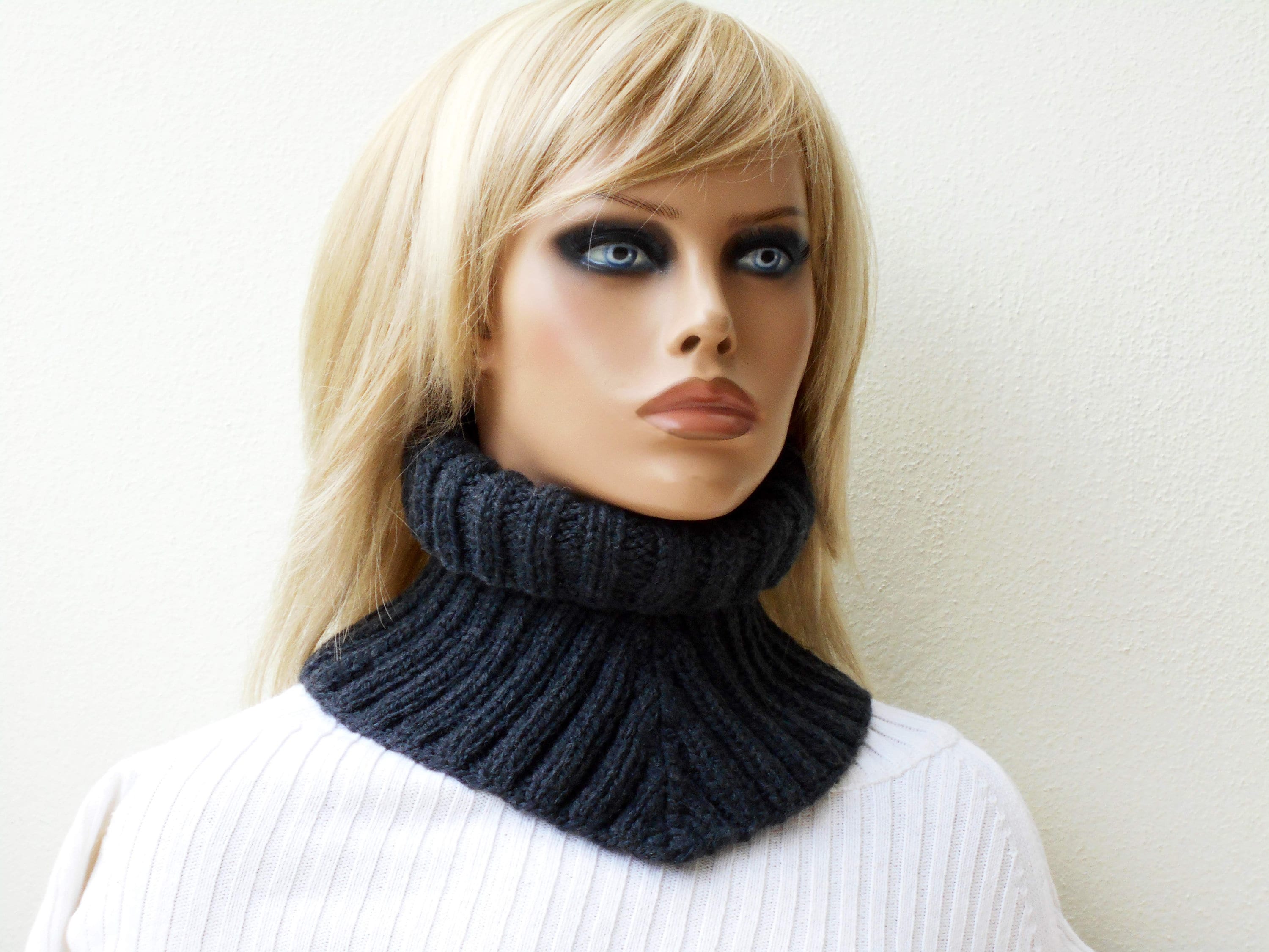 Turtleneck Dickey Gray Infinity Neck Warmer Alpaca Wool Scarf | Etsy Canada