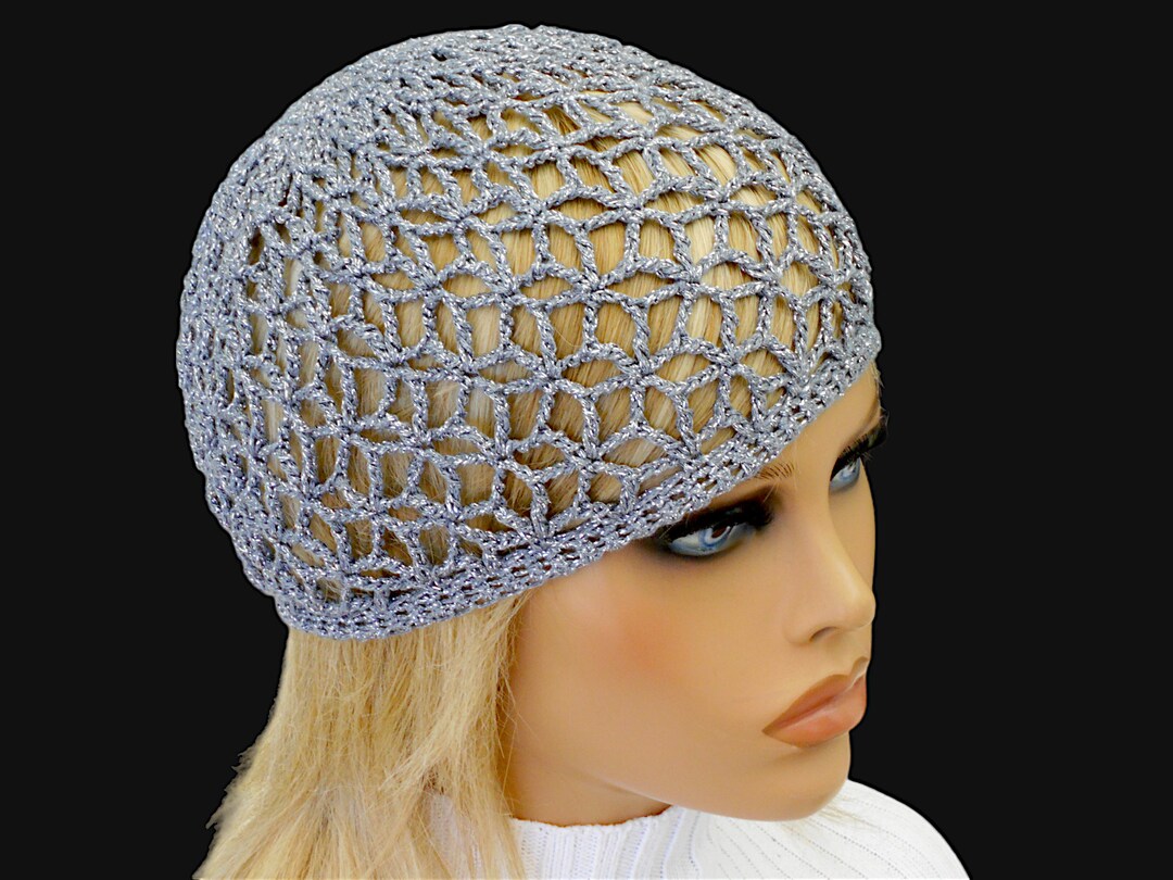 Silver Skull Cap Sparkle Hat Summer Beanie Lace Knit Hat - Etsy