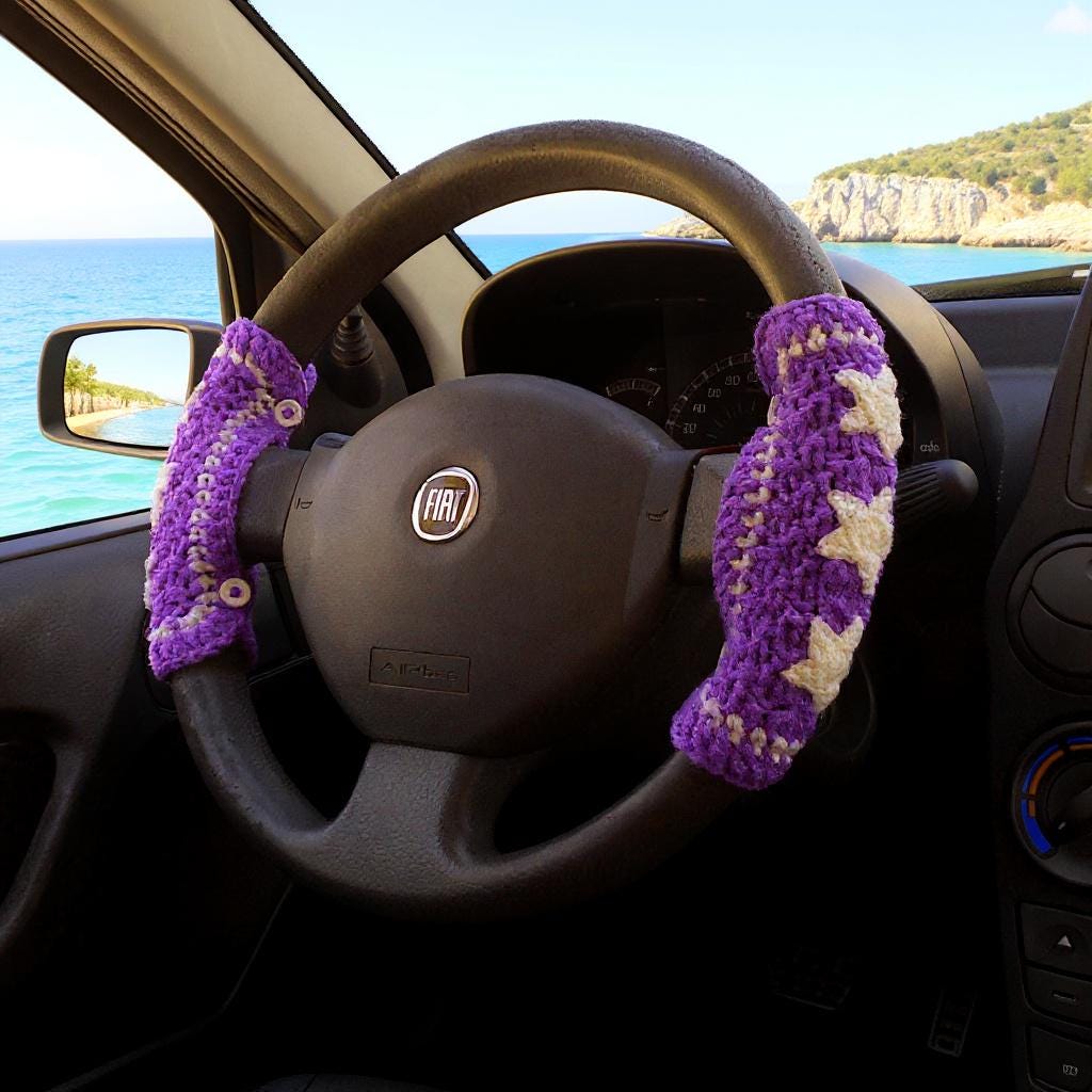Automotive Decor Steering Wheel Cover Car Accessories Crochet Car Charm ...