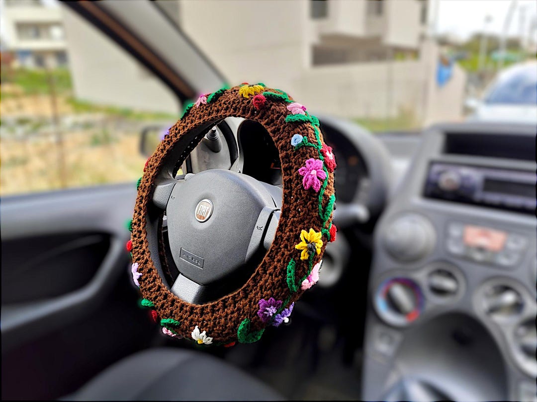 Steering Wheel Cover Surprise Song Piano Inspired OOAK Floral Car Decor ...