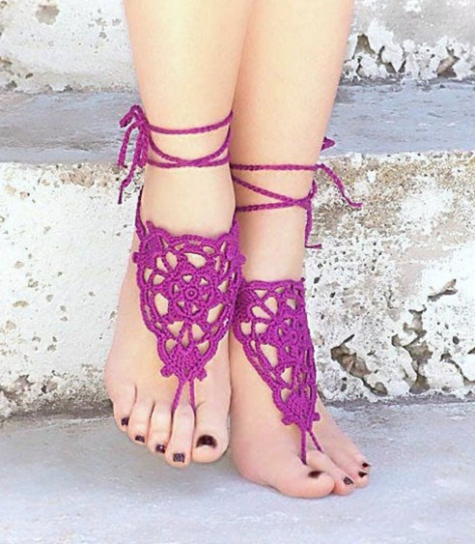 Ecru Lace Barefoot Sandals Crochet Foot Jewelry Soleless Sandals ...