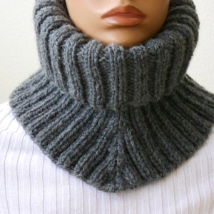 Turtleneck Dickey Gray Infinity Neck Warmer Alpaca Wool Scarf for Men ...