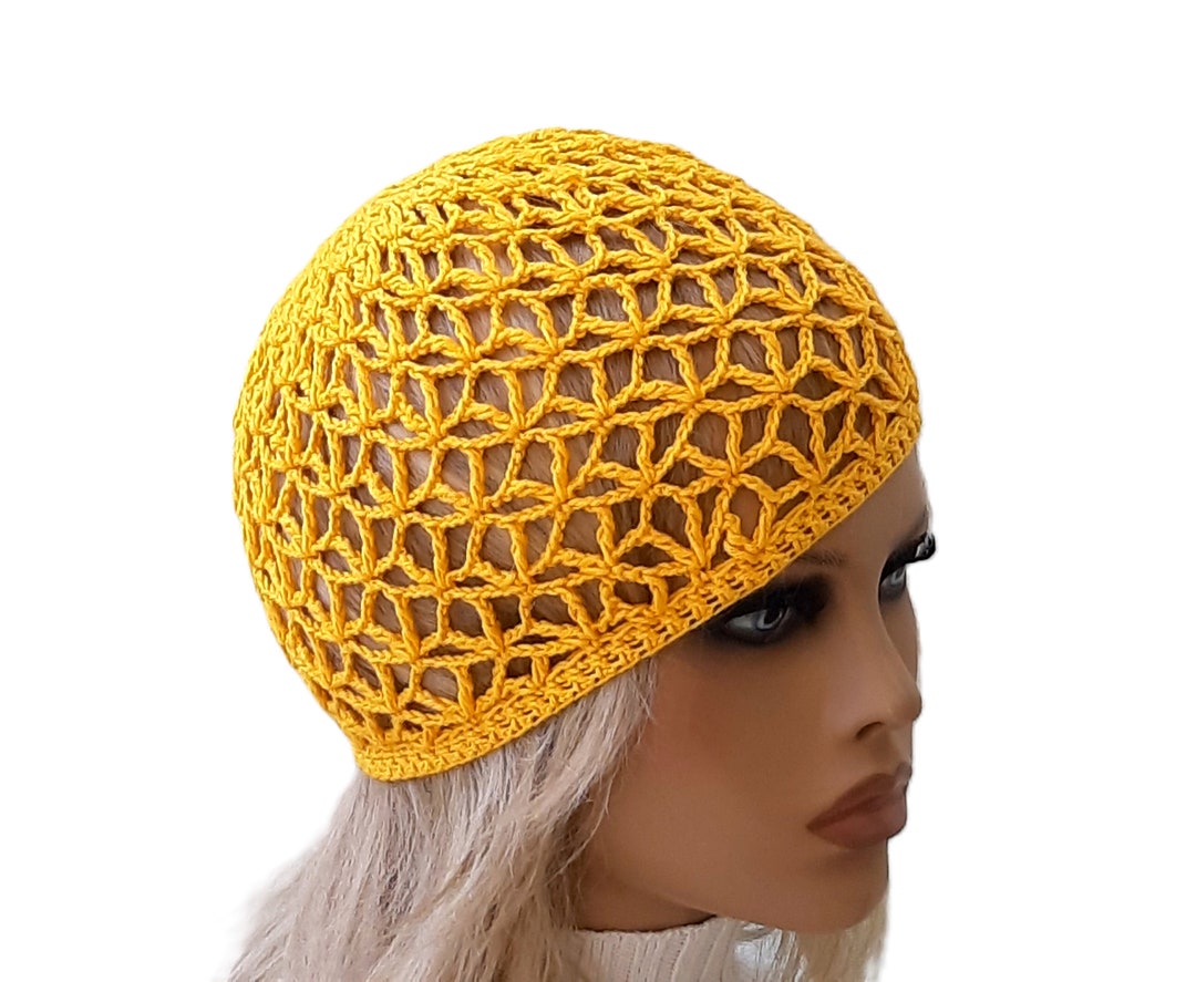 Yellow Crochet Hat Teen Girl Hat Summer Beanie Handmade Mesh Hat - Etsy