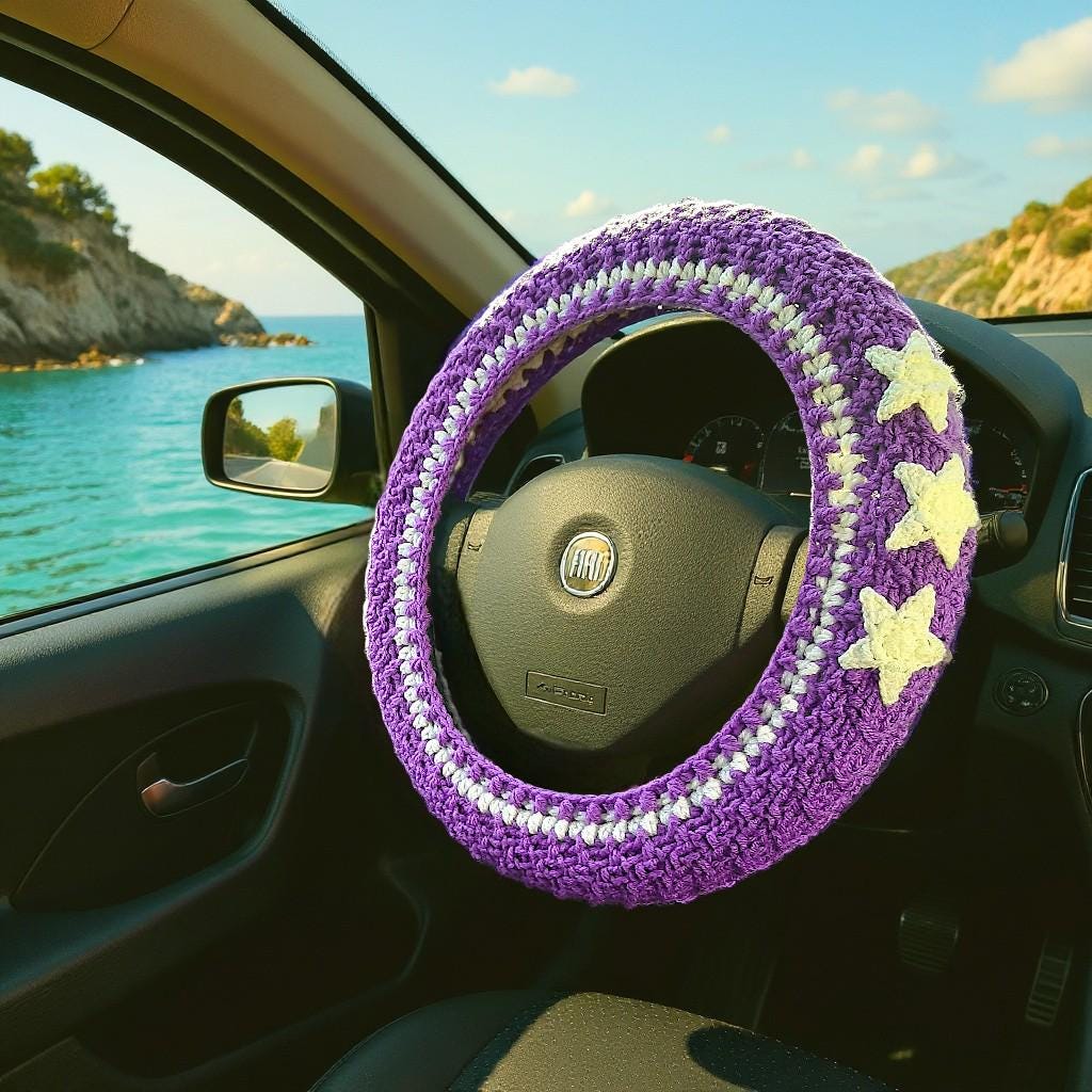 Automotive Decor Steering Wheel Cover Car Accessories Crochet Car Charm ...