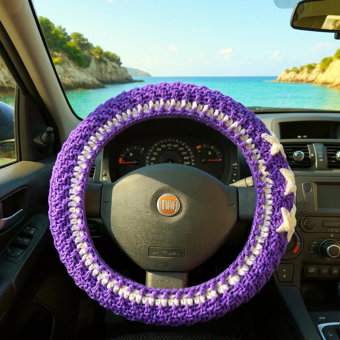 Automotive Decor Steering Wheel Cover Car Accessories Crochet Car Charm ...