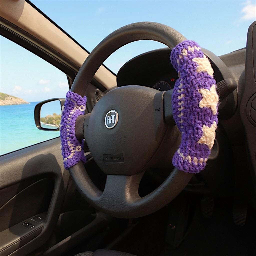 Automotive Decor Steering Wheel Cover Car Accessories Crochet Car Charm ...