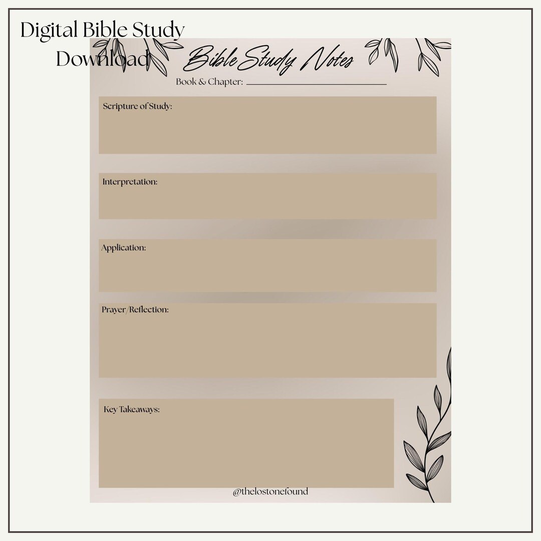 Neutral Bible Study Template | Printable & Digital Bible Study Journal ...