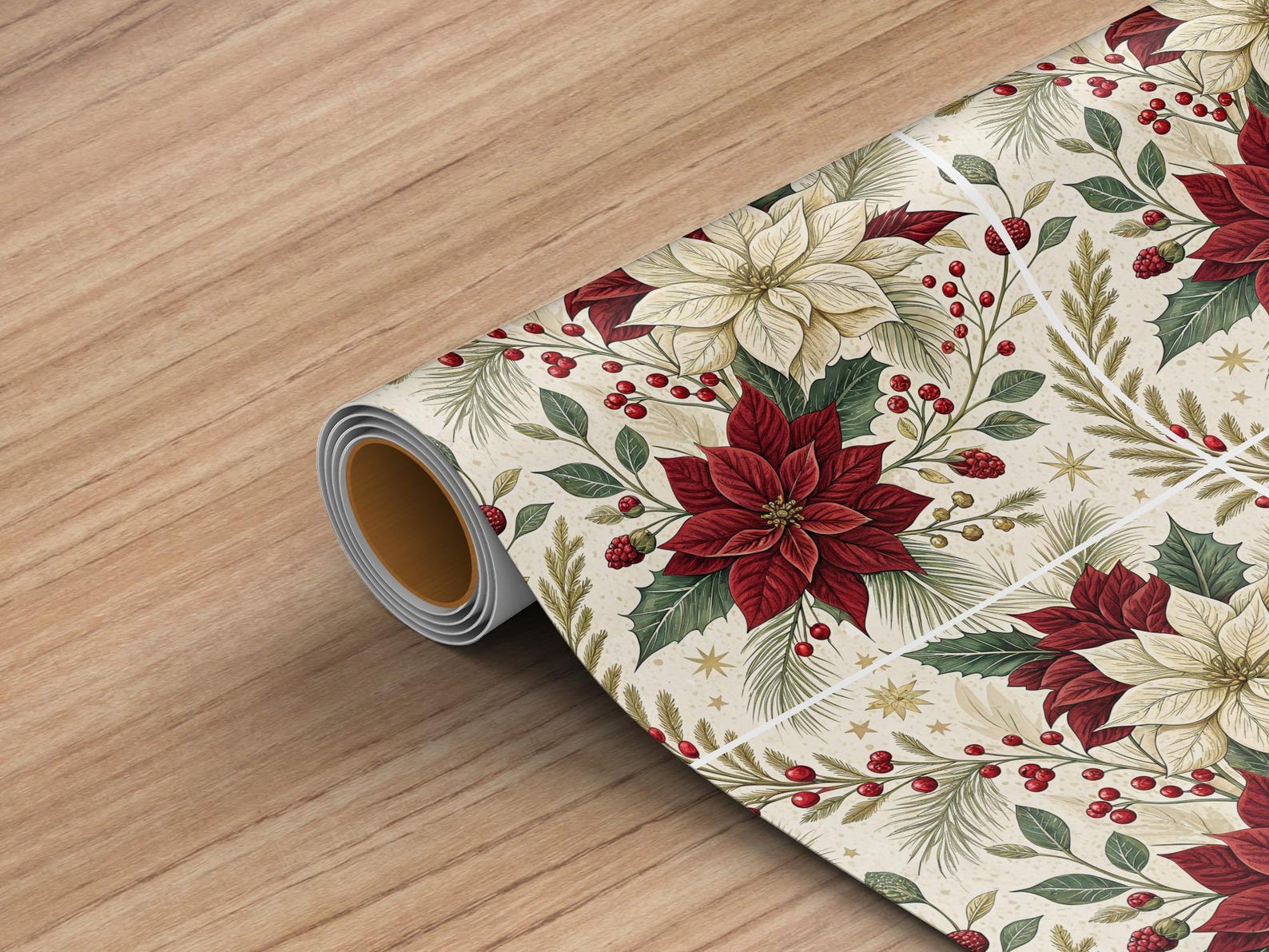 Christmas Poinsettia Seamless Pattern: Holiday Floral Digital Paper ...