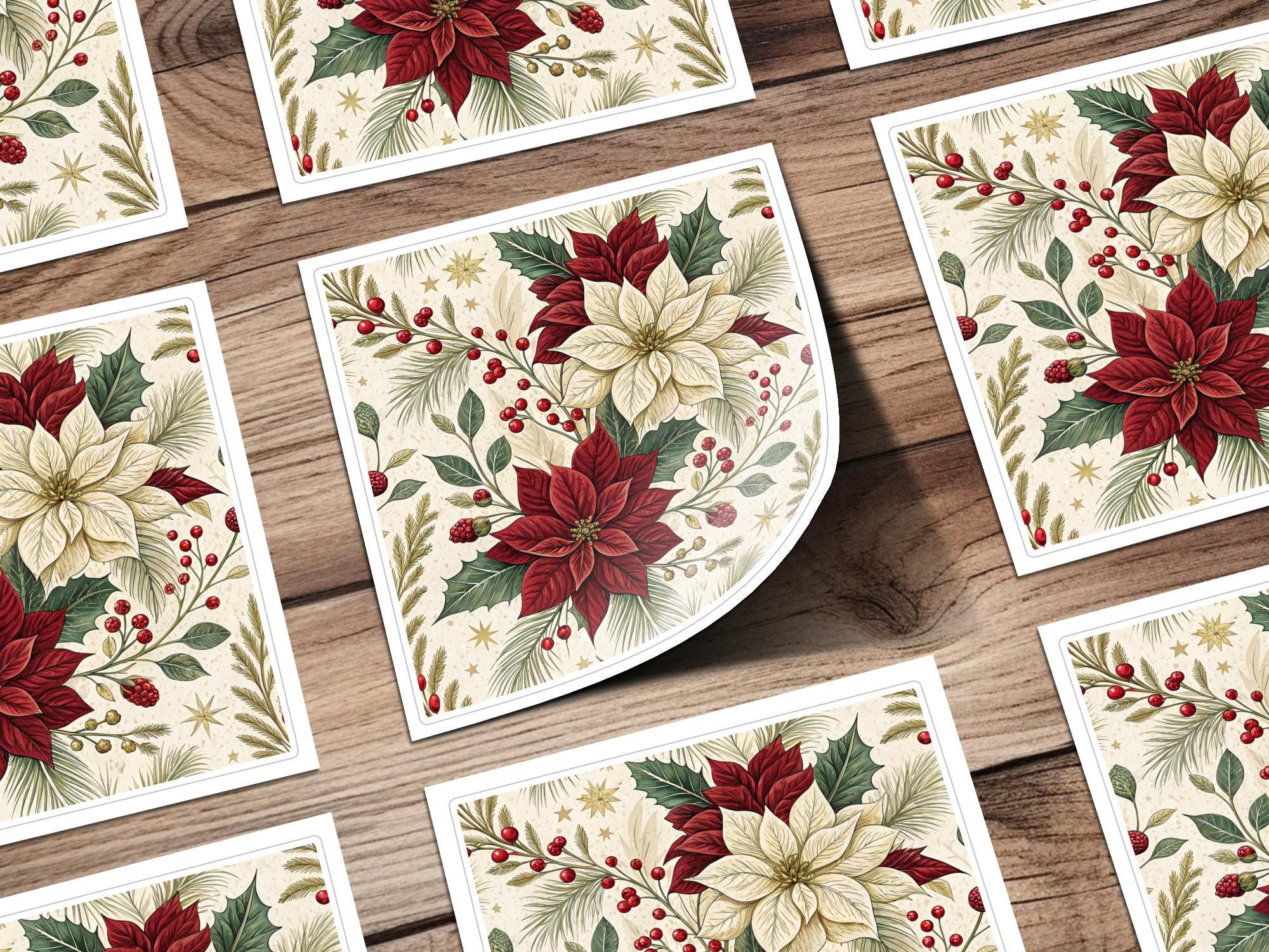 Christmas Poinsettia Seamless Pattern: Holiday Floral Digital Paper ...