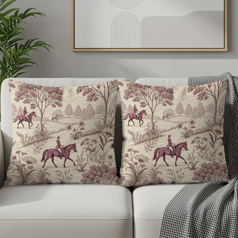 Equestrian Toile Seamless Pattern: Vintage Horse Rider Design (digital ...