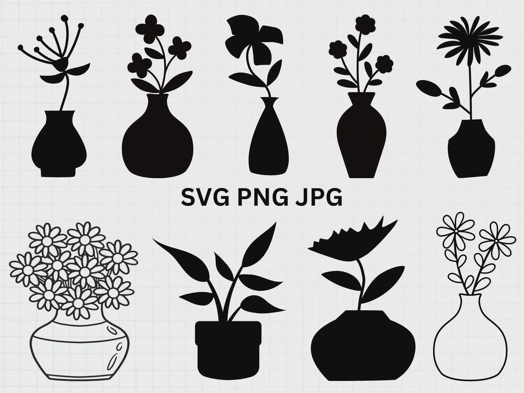 Flower Vase Svg Bundle, Flower Vase Svg, Vase Clipart, Flower Vase Svg ...