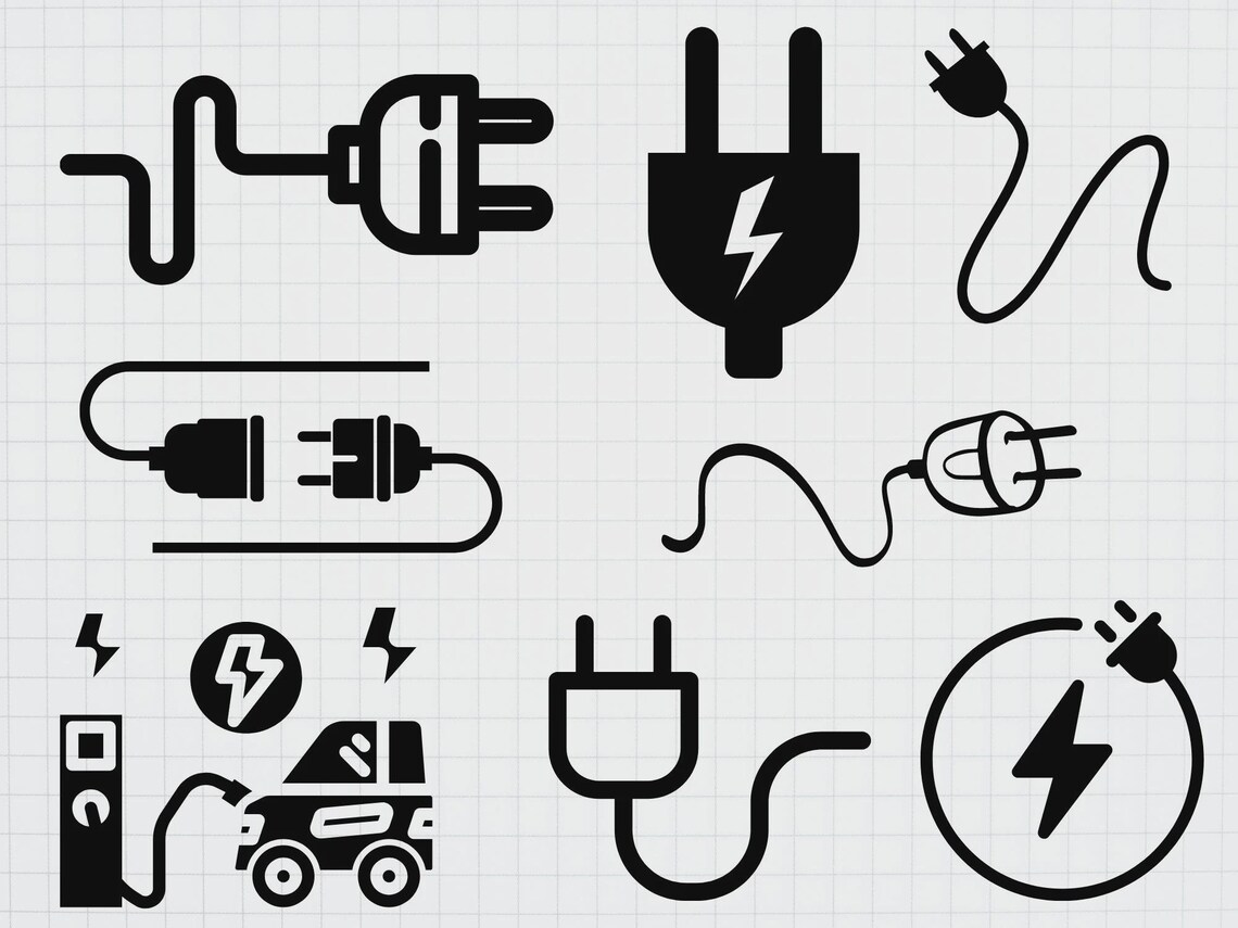 Plug SVG Bundle, Electric Plug SVG, Plug Silhouette, Cable Plug Svg ...