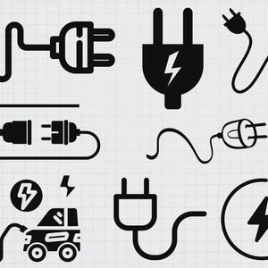 Plug SVG Bundle, Electric Plug SVG, Plug Silhouette, Cable Plug Svg ...