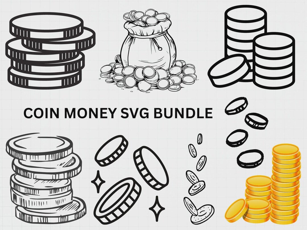 Money Coins SVG: Clipart, Cricut & Silhouette Cut Files - Etsy