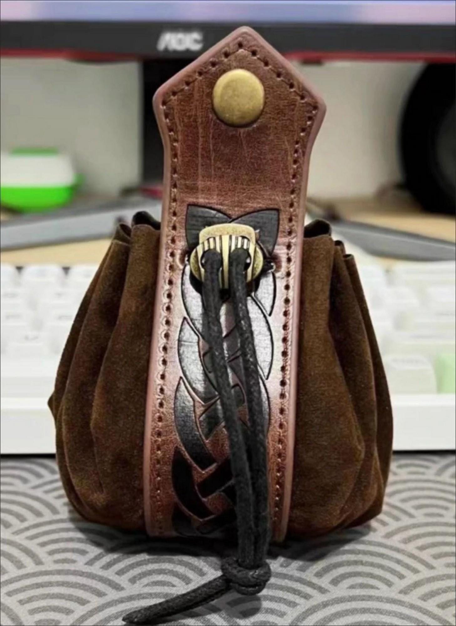 Viking Leather Pouch – Medieval Foldable Belt Bag - Etsy