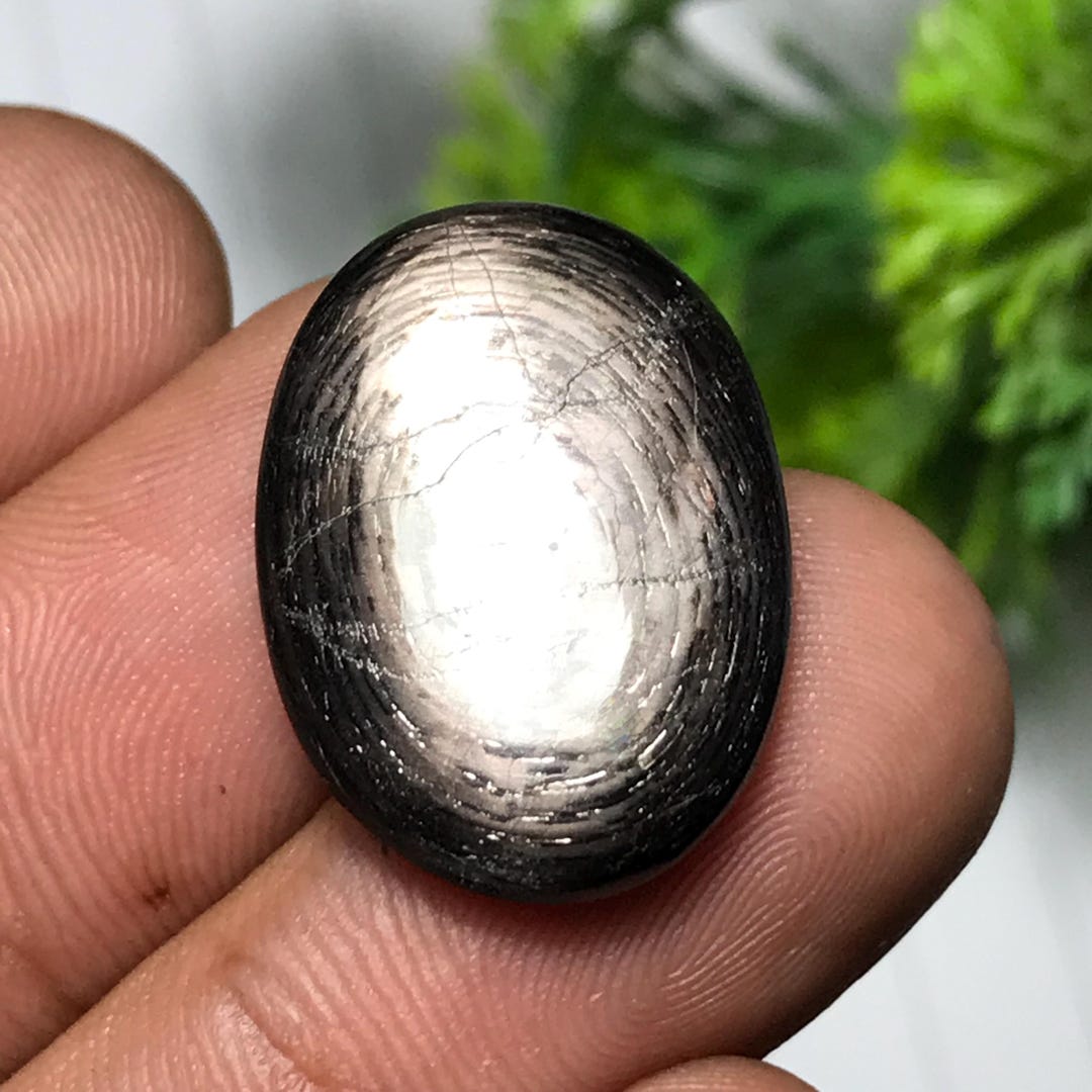 Cabochon en hypersthène naturel super flashy : pierre précieuse ovale ...