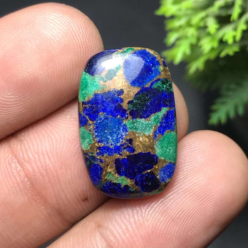 Natural Azurite Malachite Cabochon: Cushion Gemstone for Jewelry Making ...