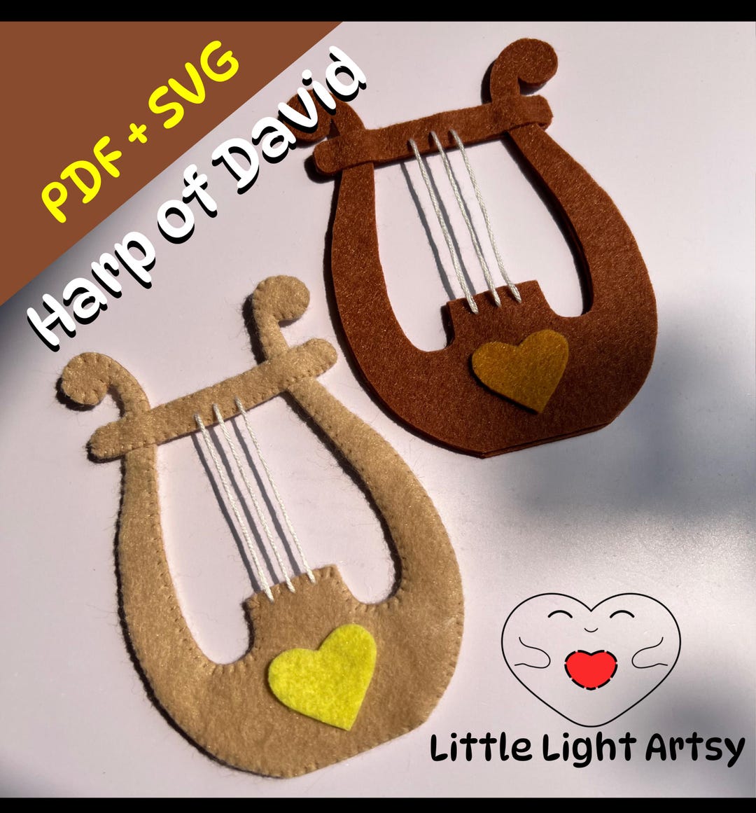Harp of David Pattern, Felt Music Ornaments Felt, DIY Felt Christmas ...